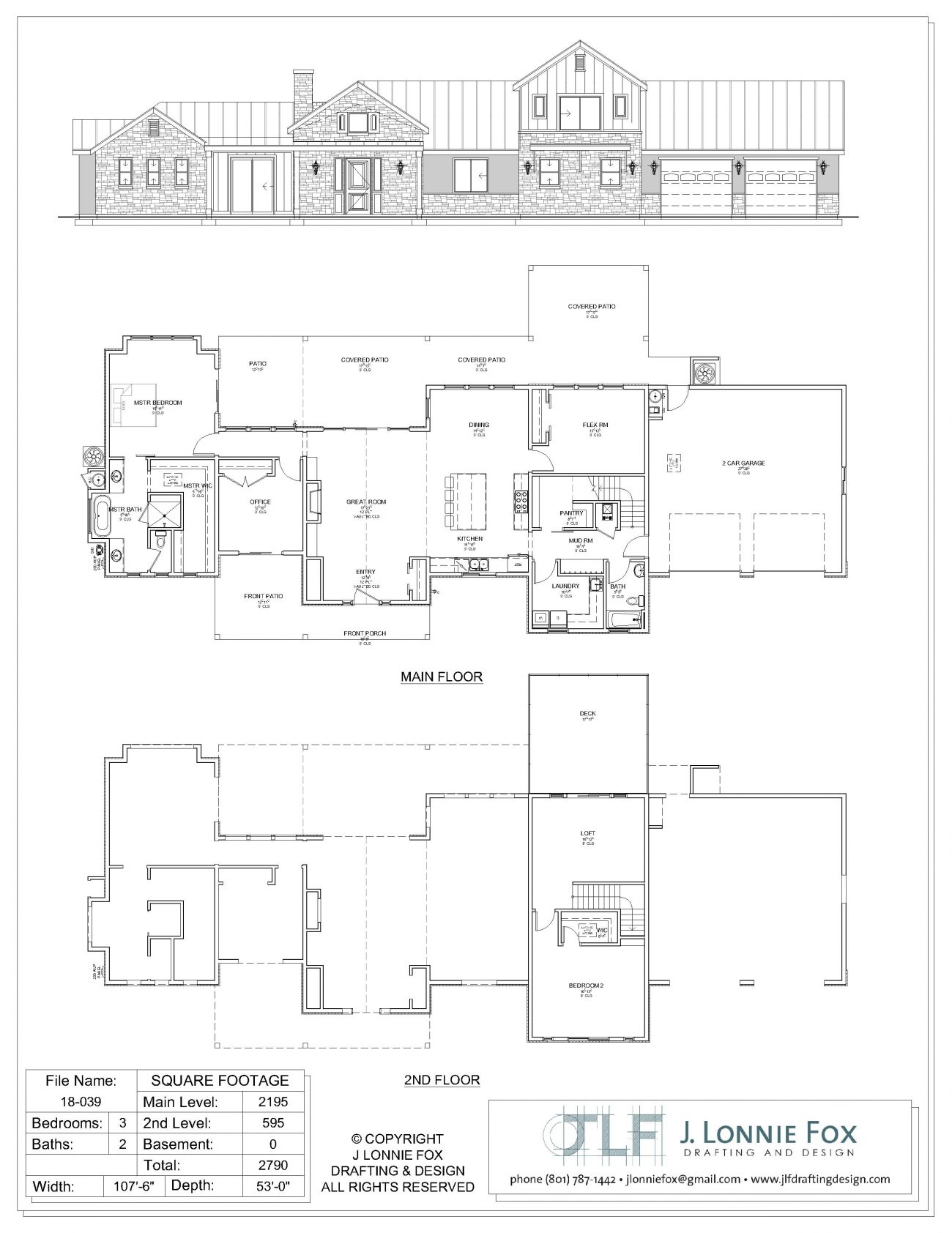 2 Story – 2501-3000 sq. ft. – J LONNIE FOX DRAFTING & DESIGN